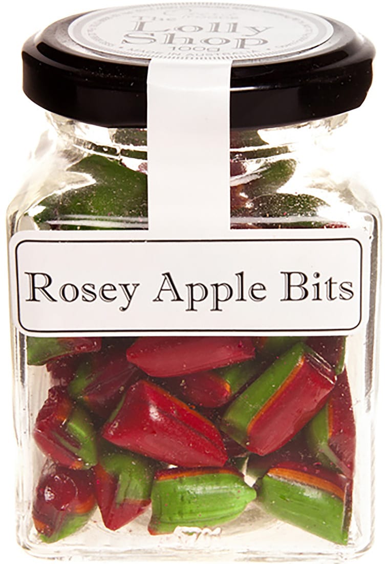 Rosey Apple Bits Rock Candy 130g Jars